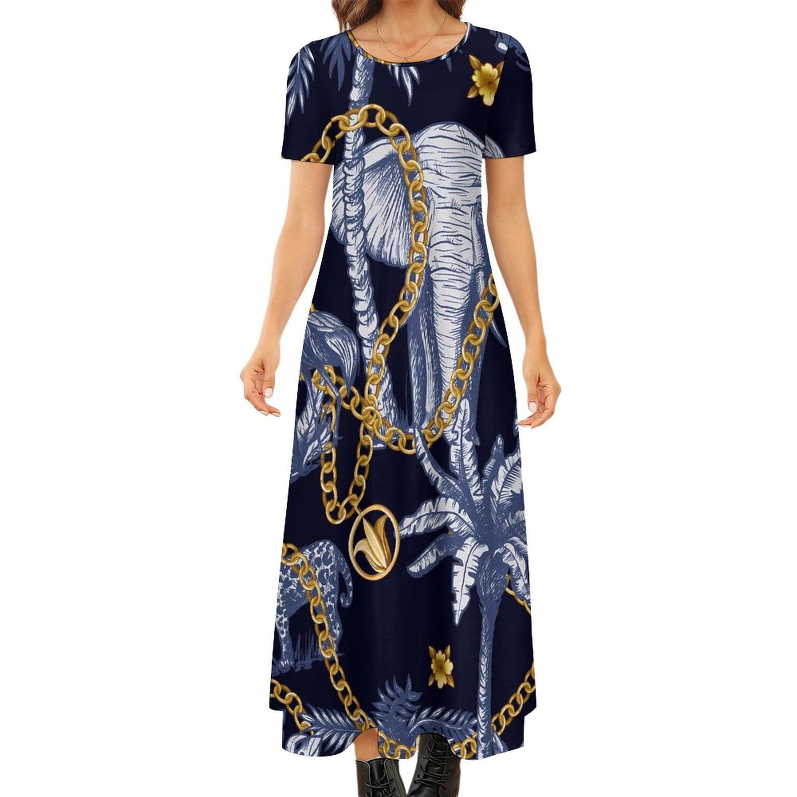 2025 Maxi Street Gold Dresses Print Tiger Long Birthday Elephant ...