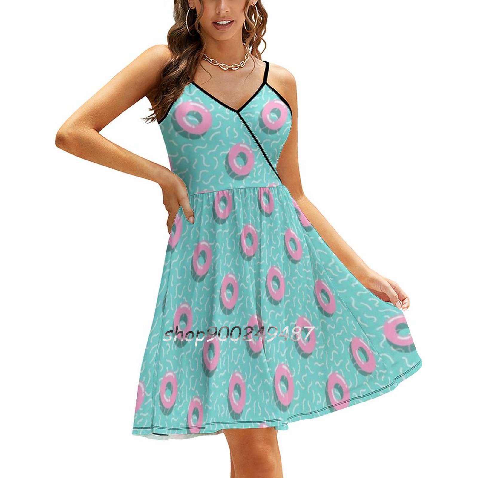 2025 Memphis Polka Hoops Square Neck Dress New Plus Size Elegant Women ...