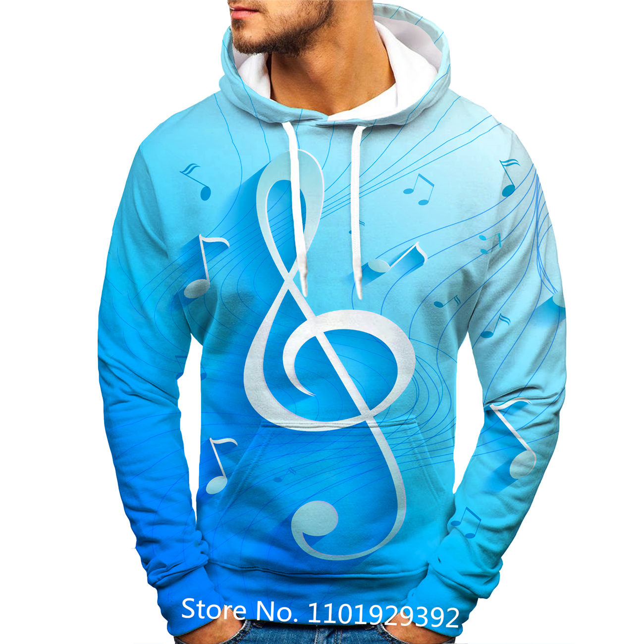 2025 Men's 3D Hoodie Printed Music Notes Hoodie Men's and Women's ...