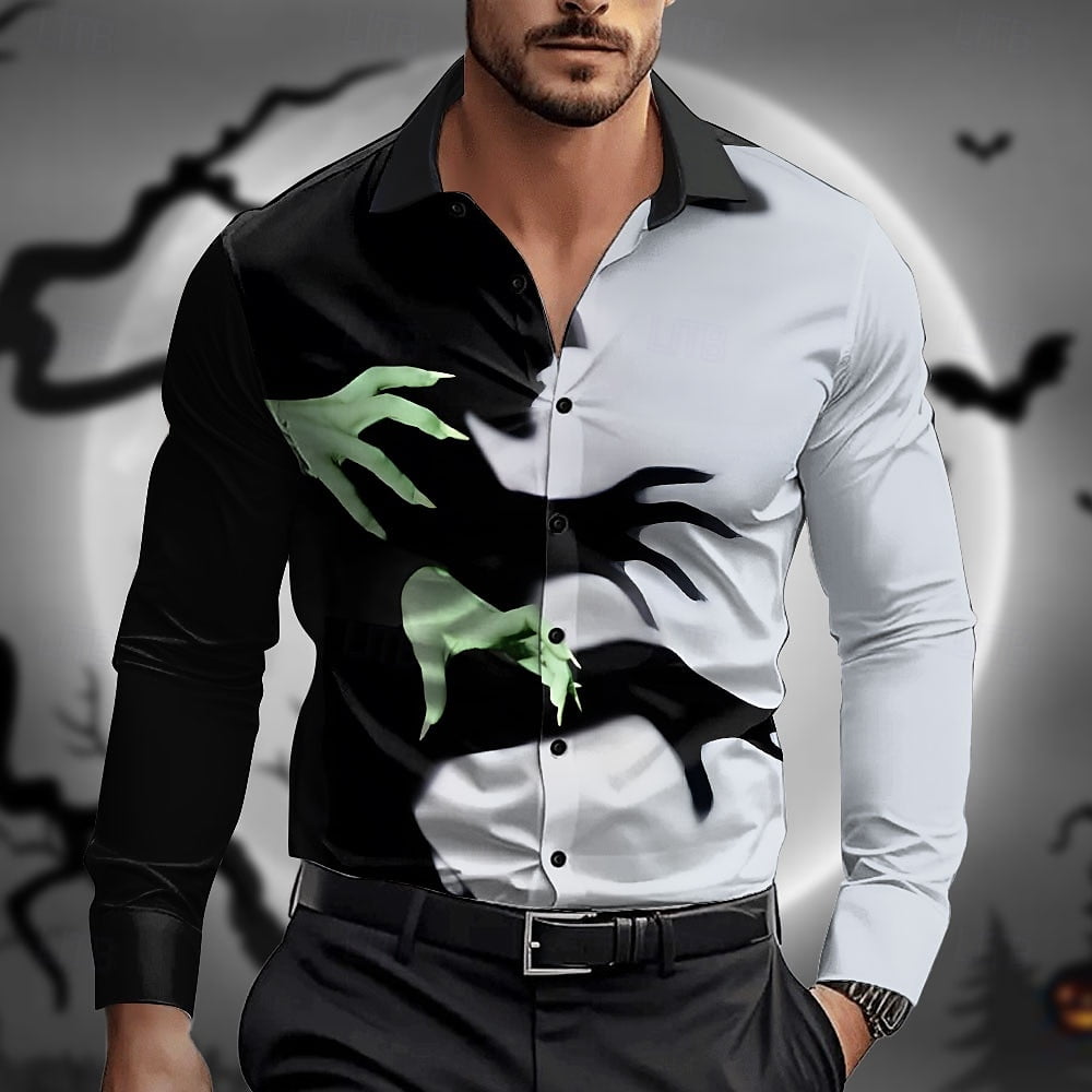 2025 Men's Black Hand Shirt Long Sleeve Party Late Autumn Winter Spring ...