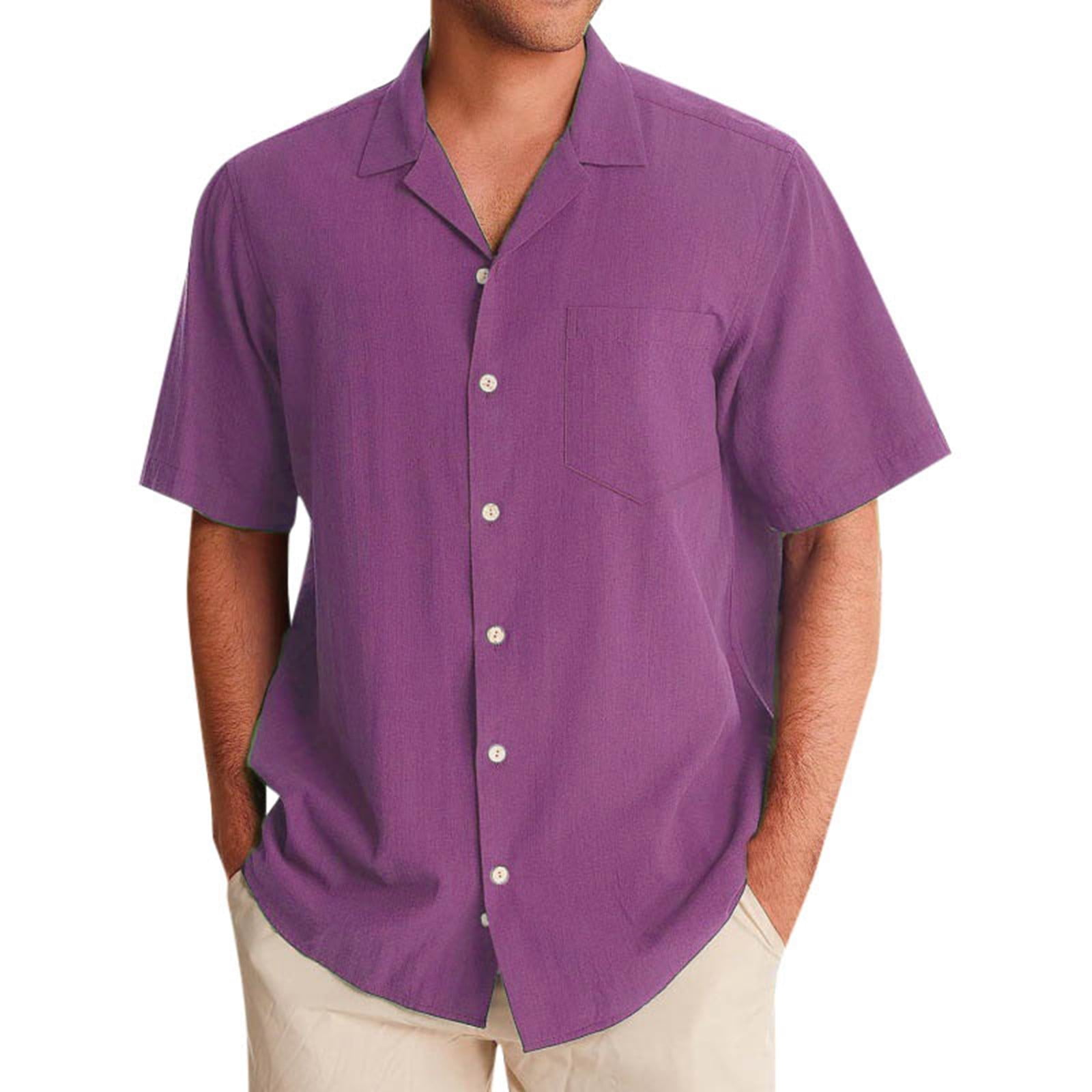 2025 Men's Linen Shirt Style Casual Lapel Short Sleeve Beach Shirt ...