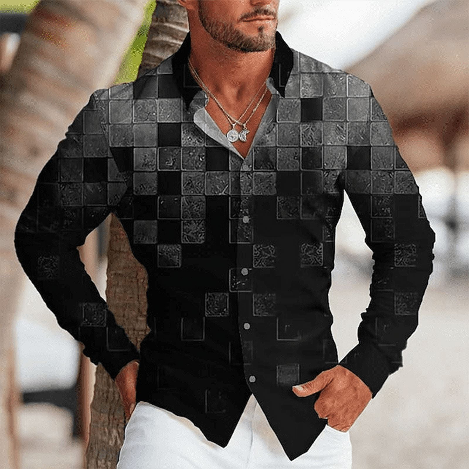 2025 Men's Shirt Fashion Casual Designer Design Button Lapel Long ...