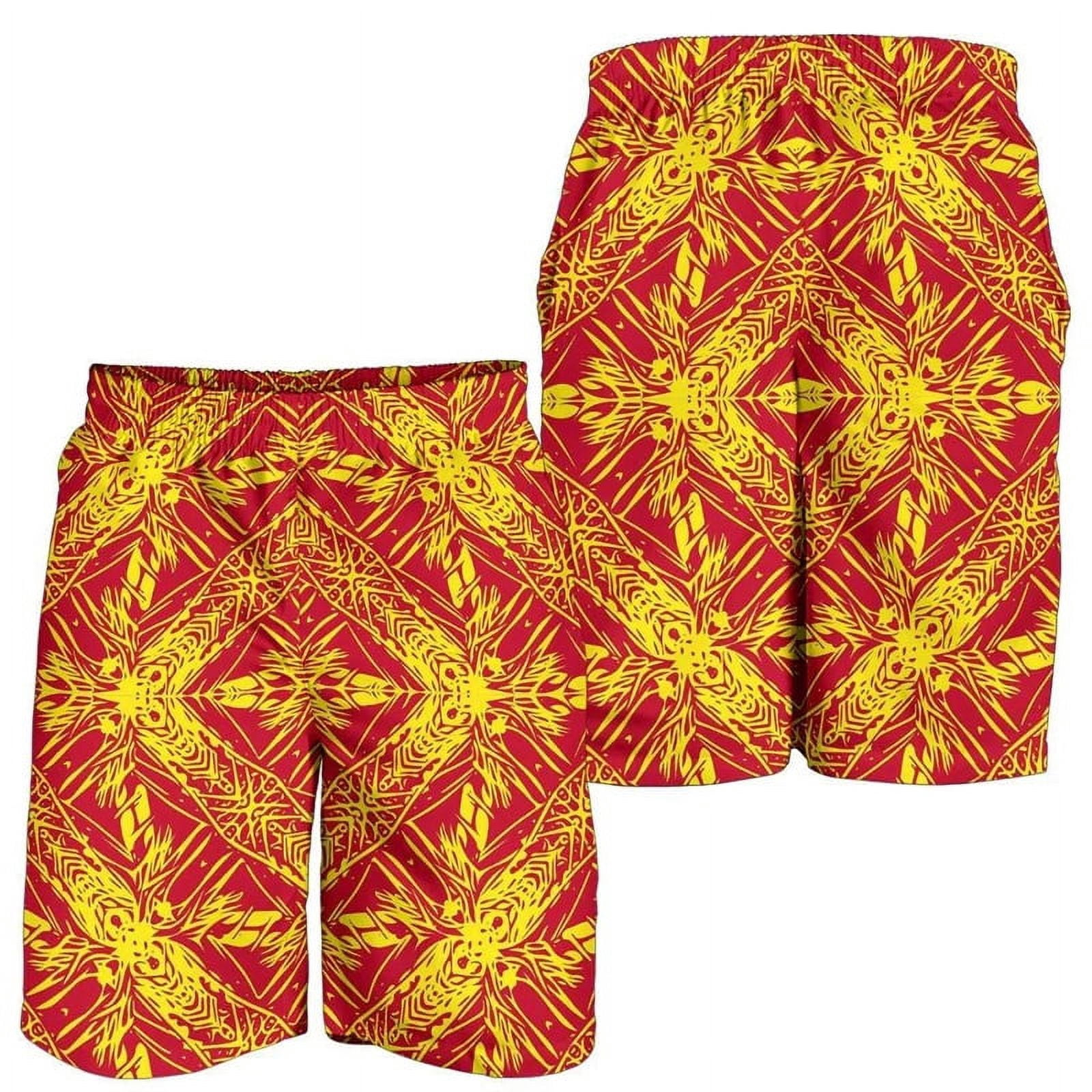 2025 Men's Shorts Yellow Hawaii Beach Short Trunks Summer Polynesian ...
