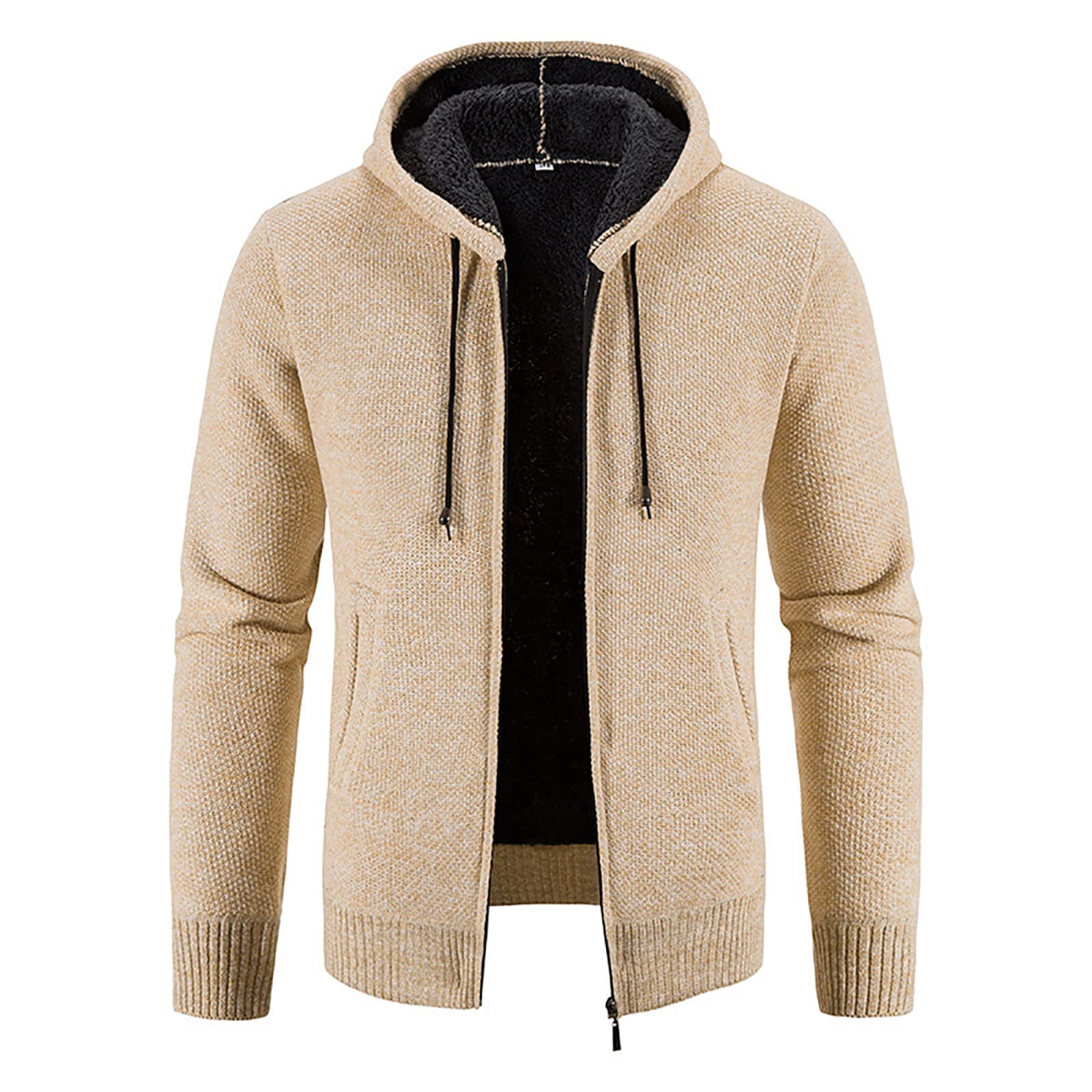 2025 Men's Zip Up Hoodies Casual Long Sleeve Sherpa Fleece Lined Knit ...