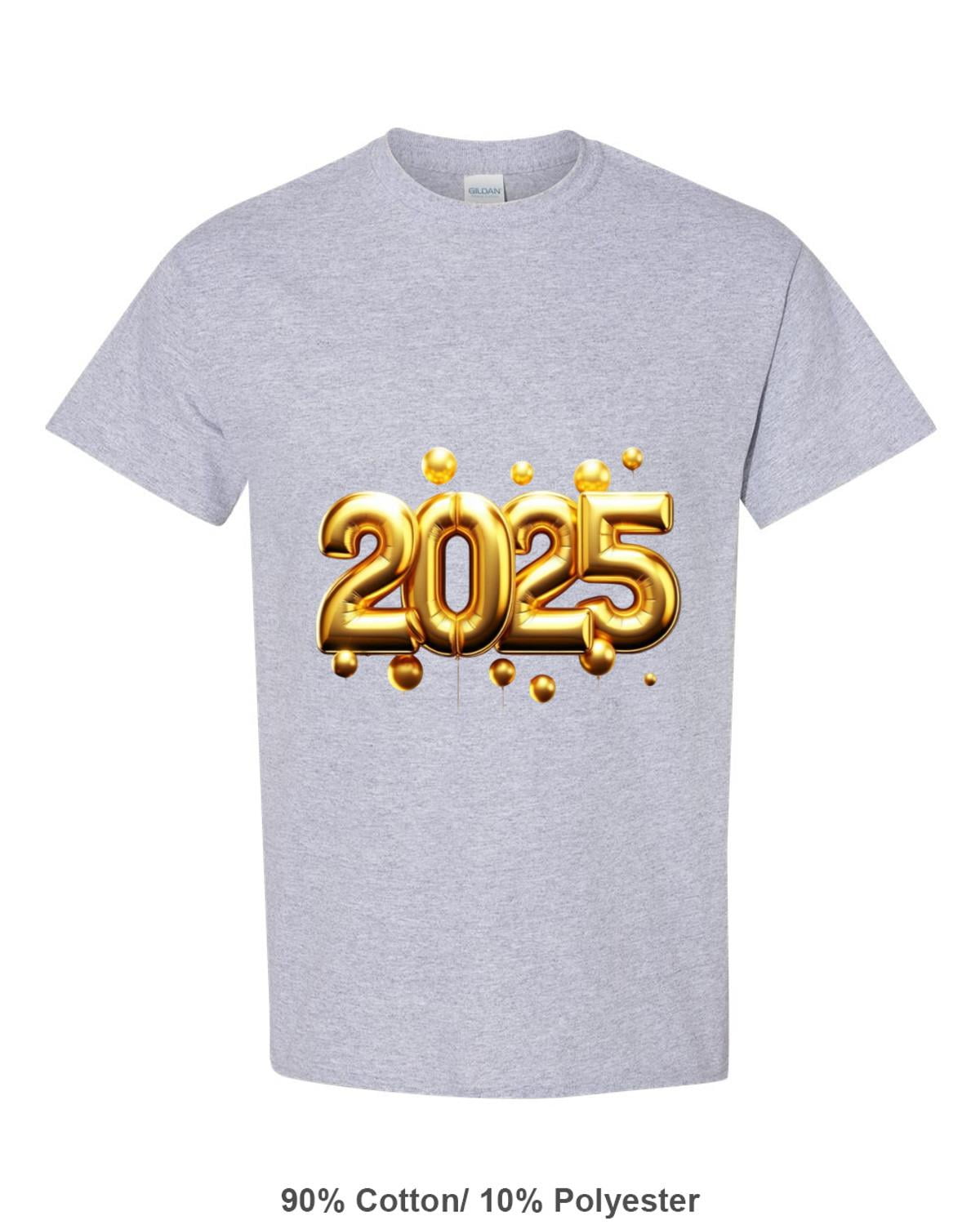 2025 Metallic Gold Classic New Year Statement Elegant Graphic Shiny T ...