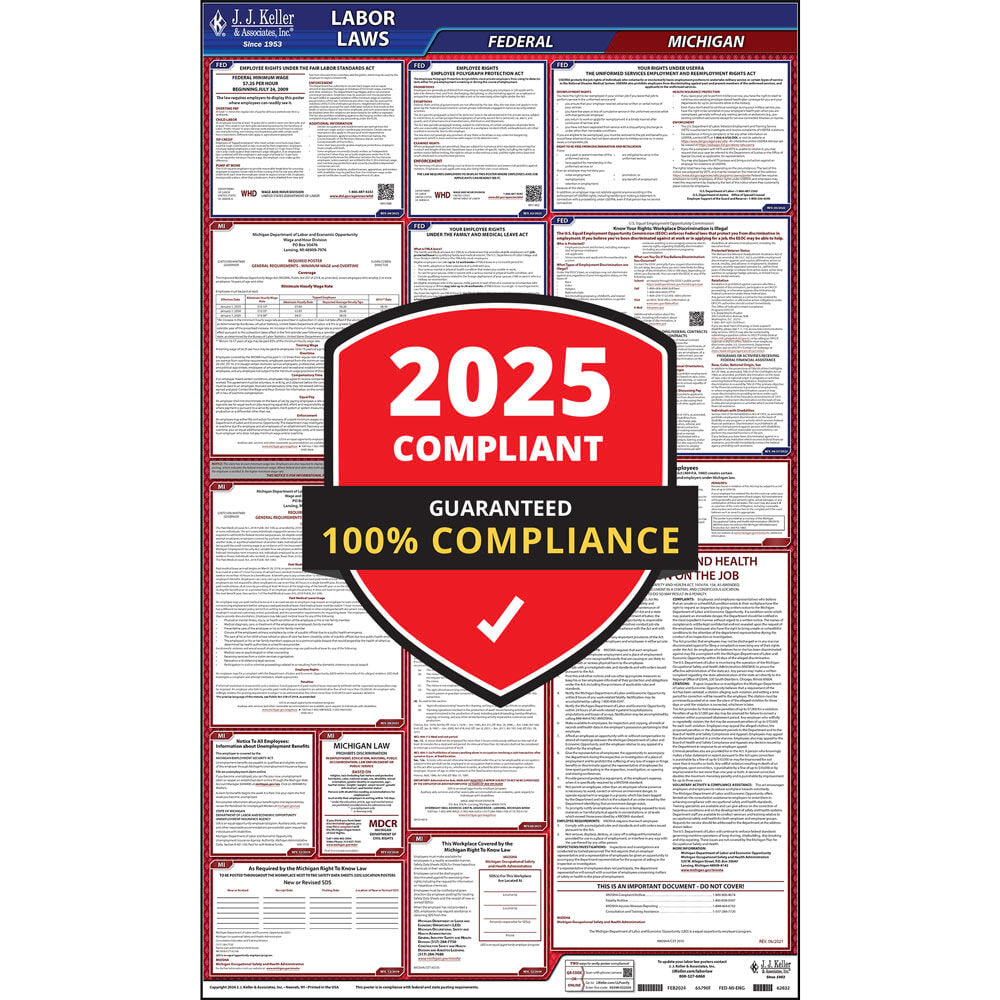 2025 Michigan and Federal Labor Law Poster (English, MI State) - OSHA ...