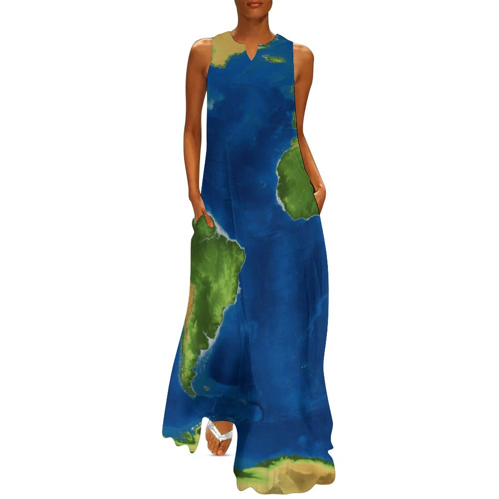 2025 Middle Earth Map Dress Summer World Maps Print Korean Fashion Boho ...