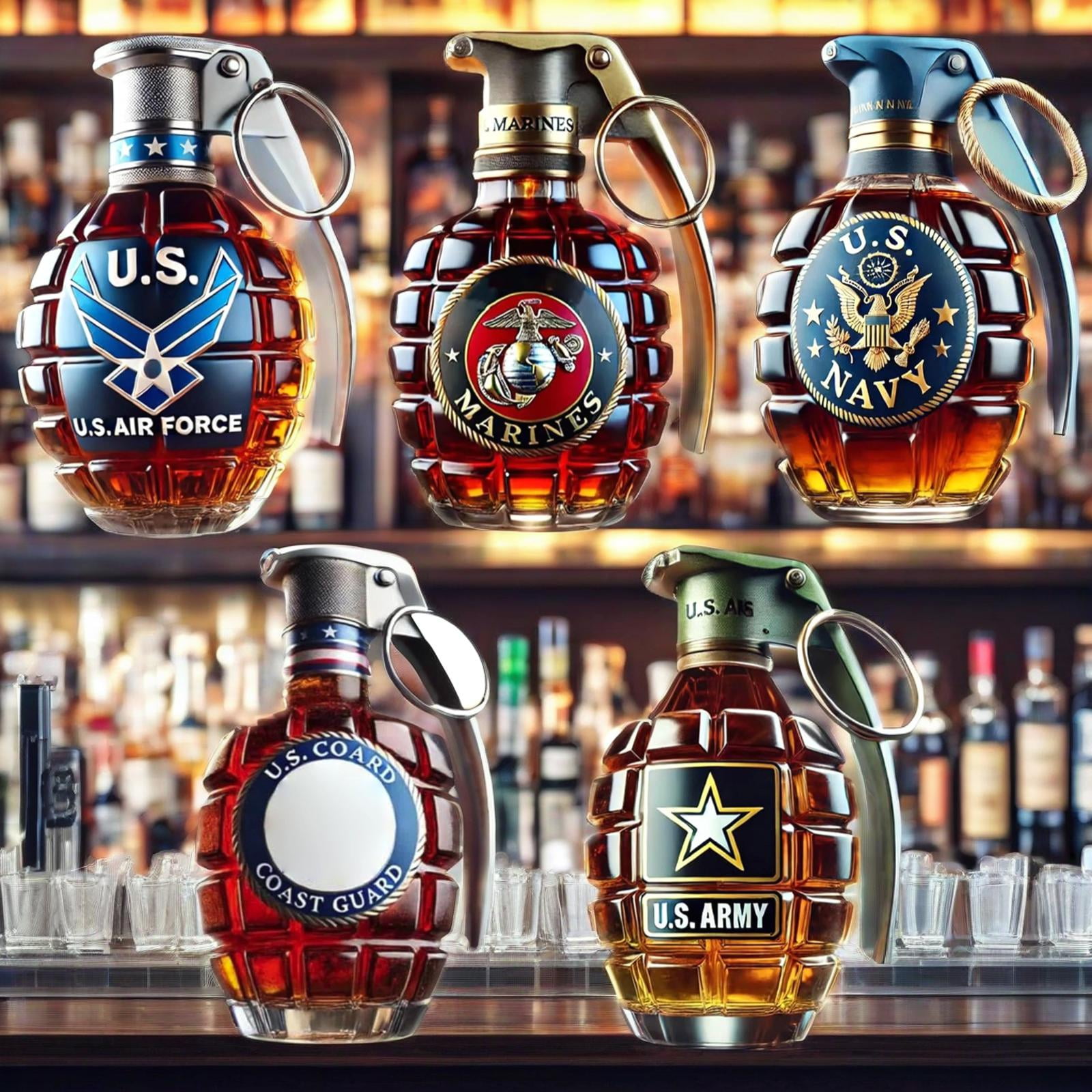 2025 Military Anniversary Whiskey Bottle (1775-2025), Grenade-Shaped ...