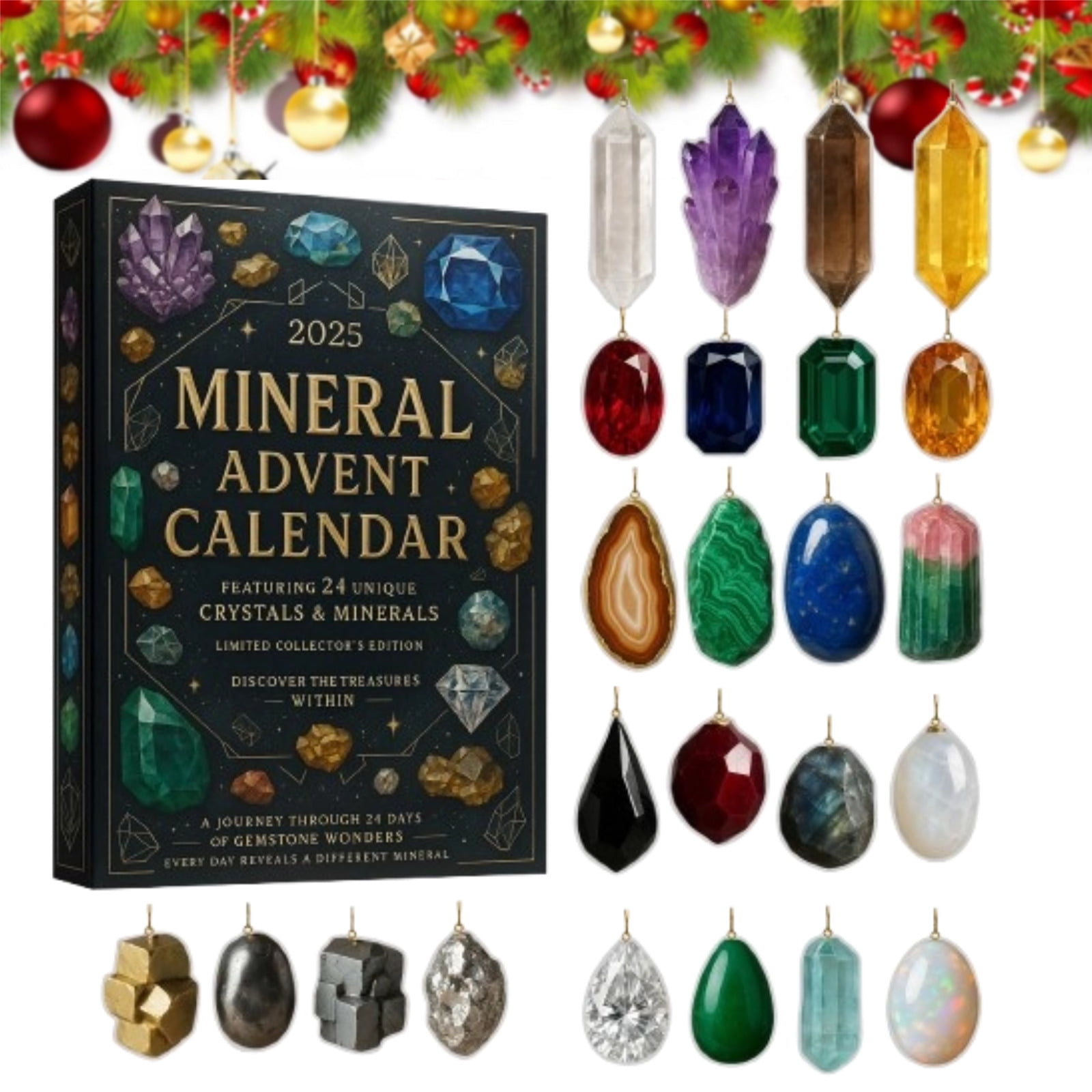 2025 Mineral Advent Calendar, 24 Days Crystal & Gemstone Countdown Box ...