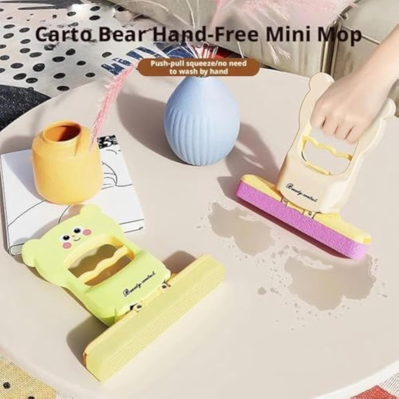 2025 Mini Foldable Desktop Mop, Cute Cartoon Style, Kitchen Wall Mop ...