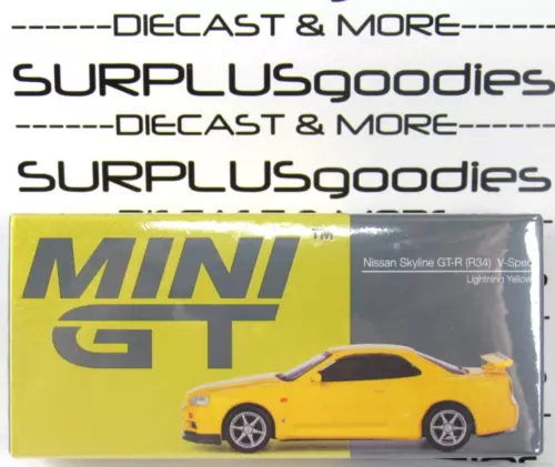 2025 Mini-GT Overseas Box Ed: Yellow NISSAN SKYLINE GT-R (R34) V-Spec ...