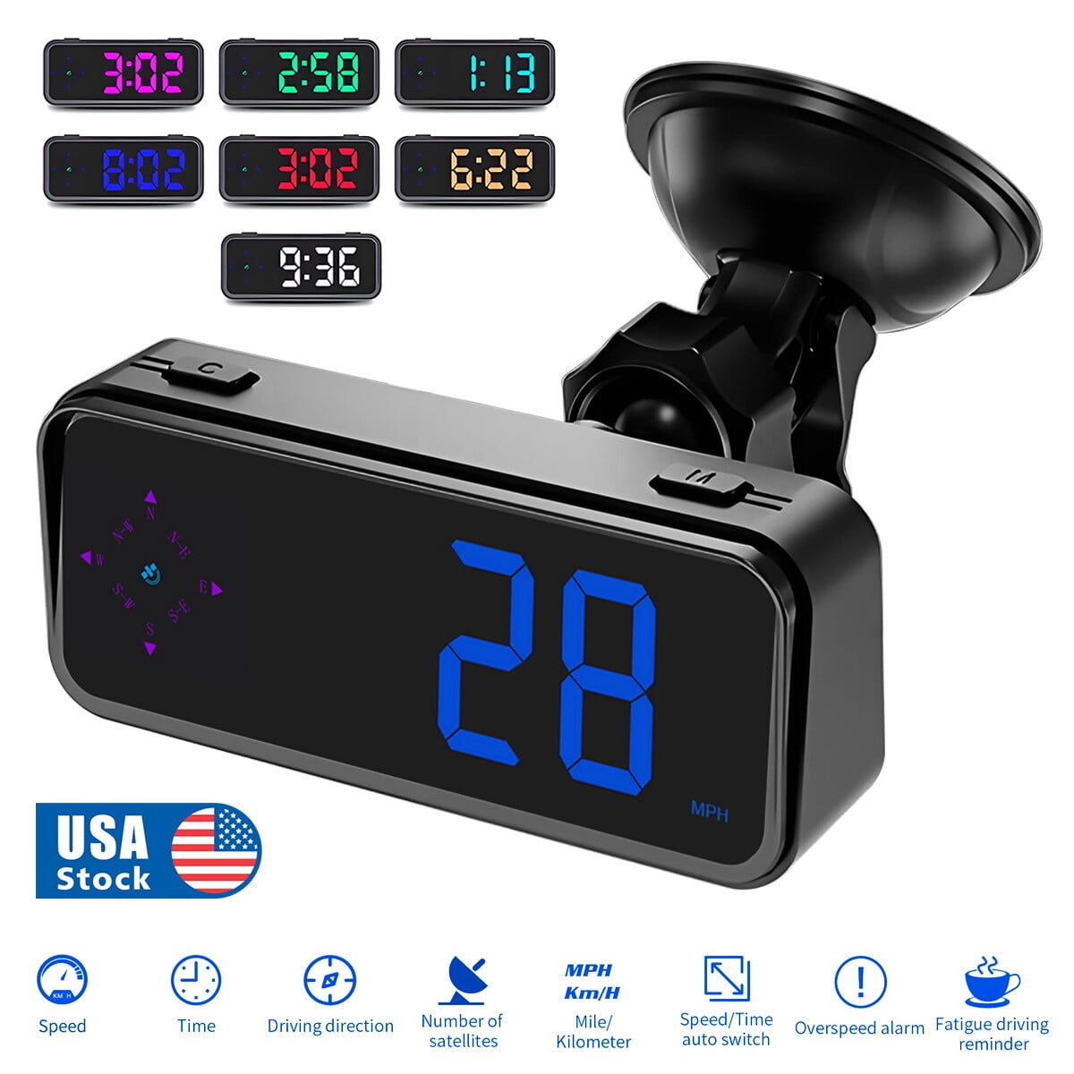 2025 Mini LED Digital Speedometer GPS Car HUD Head Up Display MPH/KMH ...