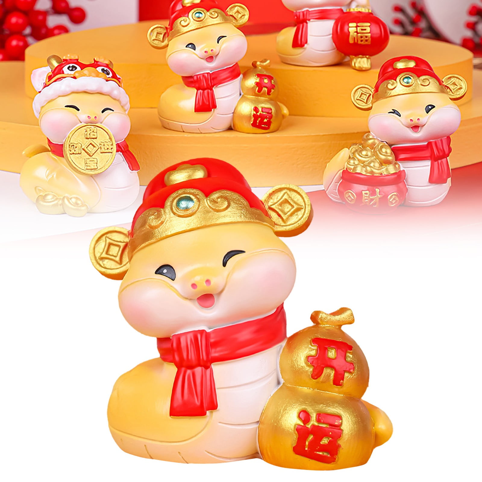 2025 Mini Snake Figurine Feng Shui Figurine Resin Statue Chinese Decor ...