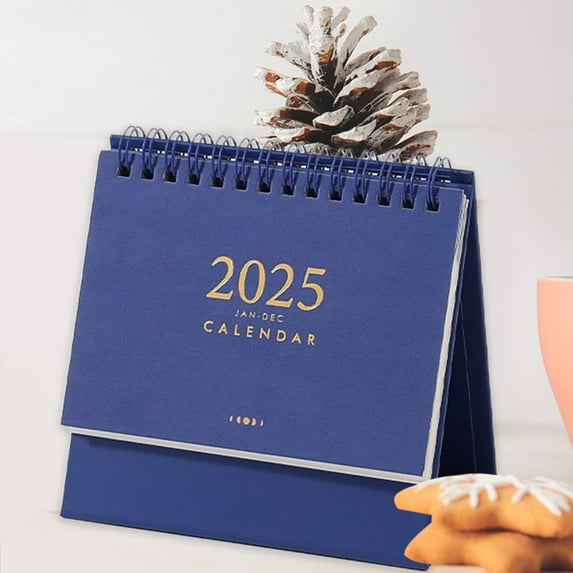 2025 Mini Standing Flip Desk Calendar | Blue Twin Binding Daily Planner ...