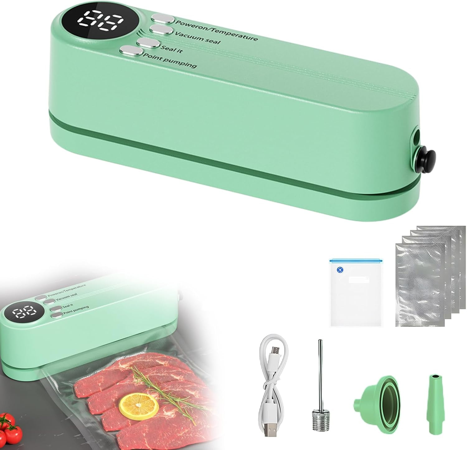 2025 Mini Vacuum Sealer - Cordless, Rechargeable 3-in-1 Handheld Bag Sealer with Digital Display ...