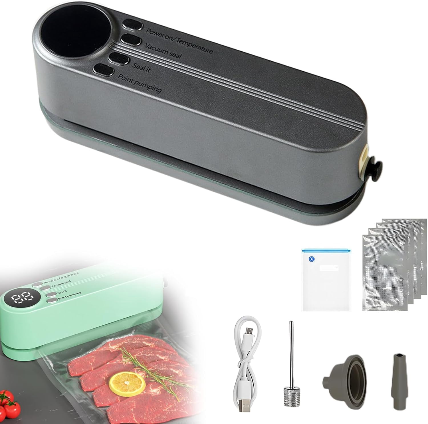 2025 Mini Vacuum Sealer - Cordless, Rechargeable 3-in-1 Handheld Bag ...