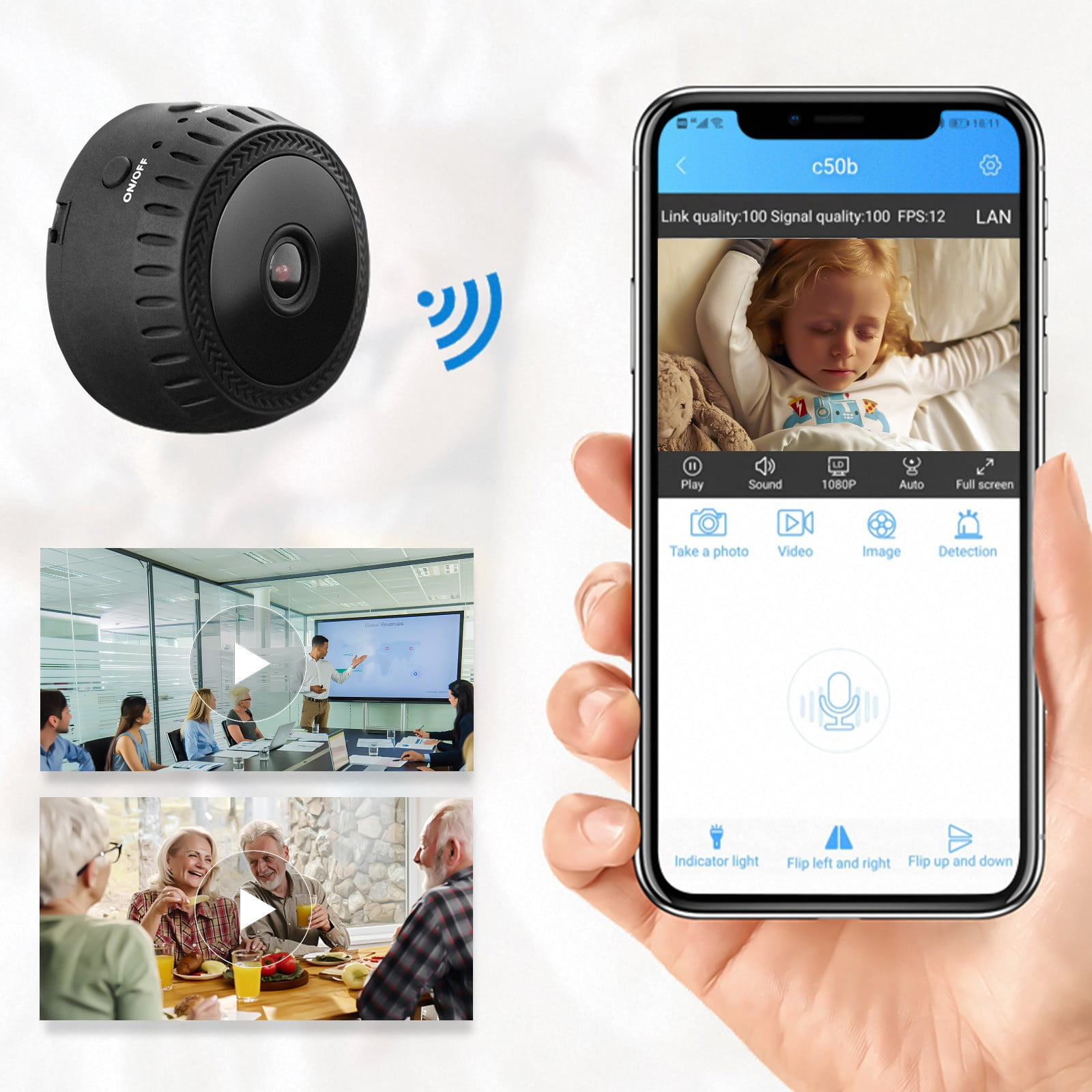 2025 Mini WiFi Camera Room Camera for Bedroom Full Home Security Cam ...