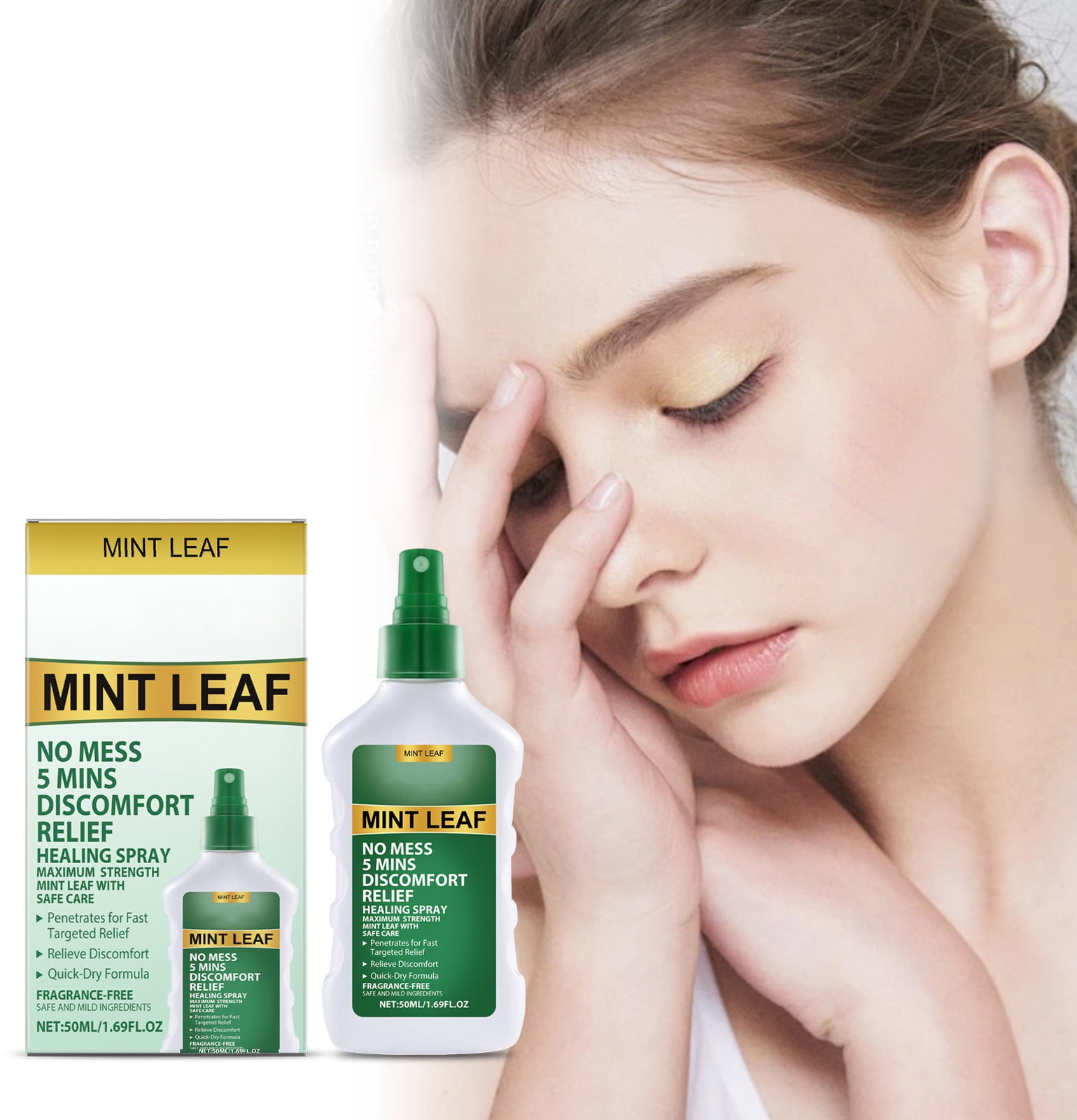 2025 Mint Leaf 5 Mins Discomfort Relief Caring Spray 50ml - Walmart.com