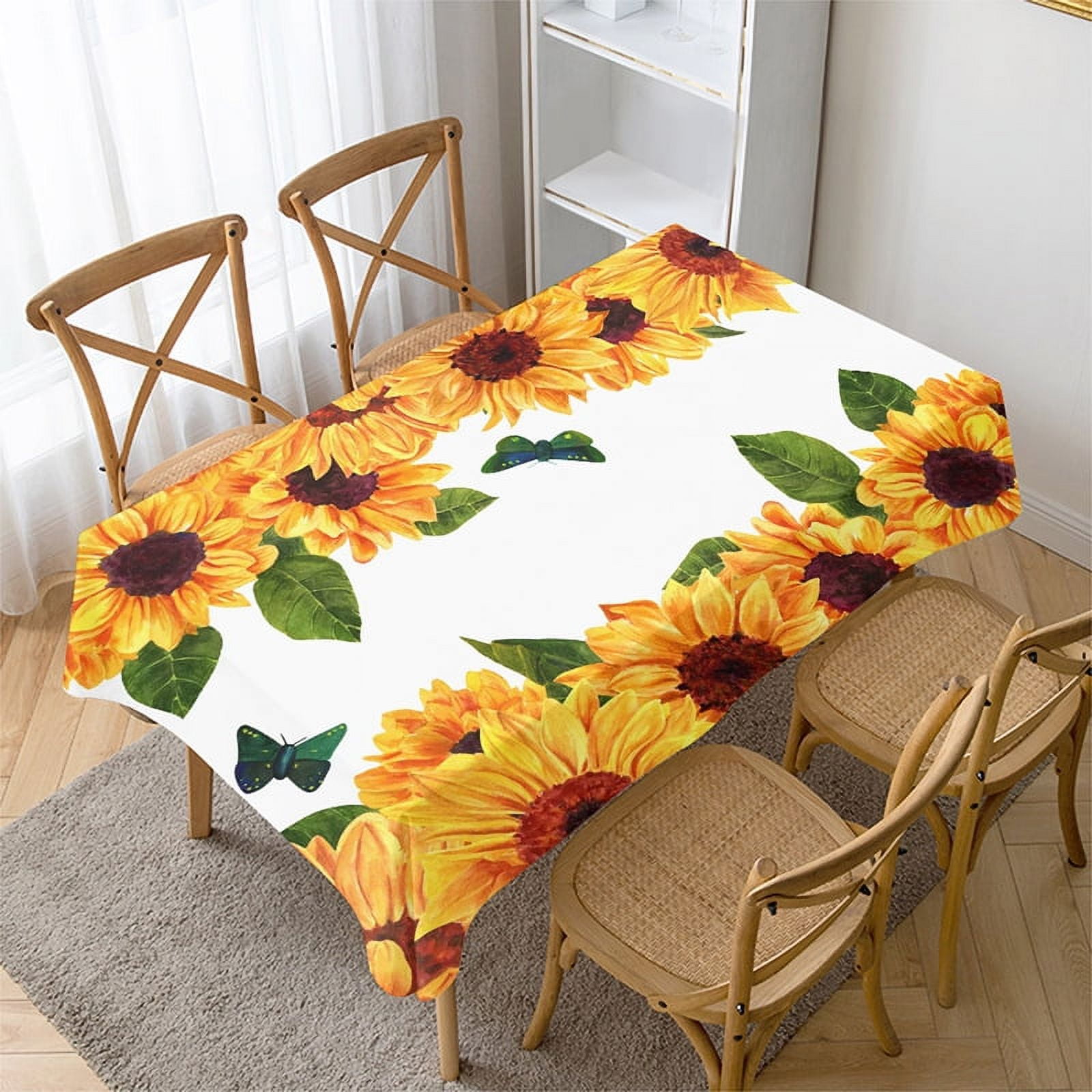 2025 Modern Sunflower Printing Tablecloth Dust Proof Rectangular Table ...