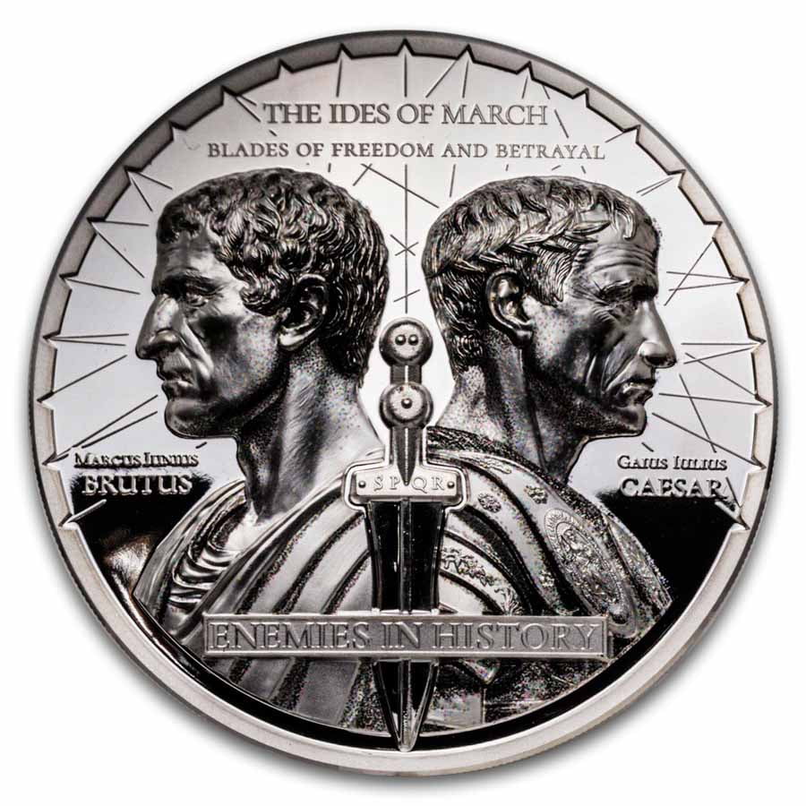 2025 Mongolia 2 oz Silver Enemies in History: Caesar vs. Brutus ...