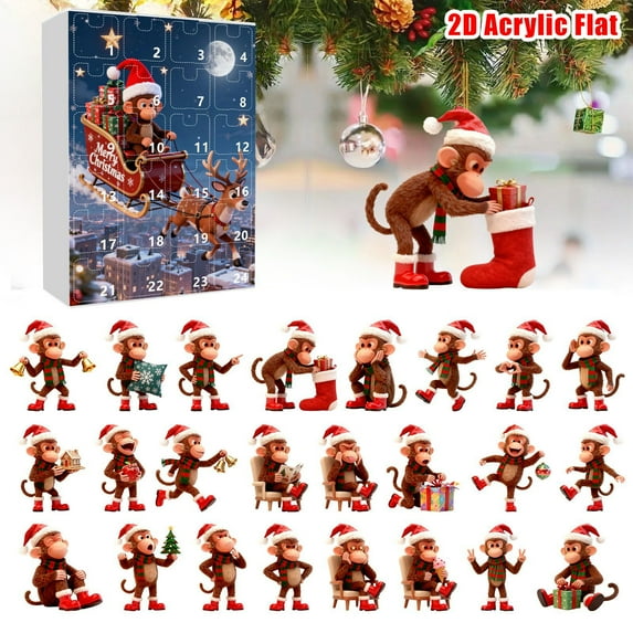 2025 Monkey Holiday Advent Calendar - Christmas Countdown Calendar with ...
