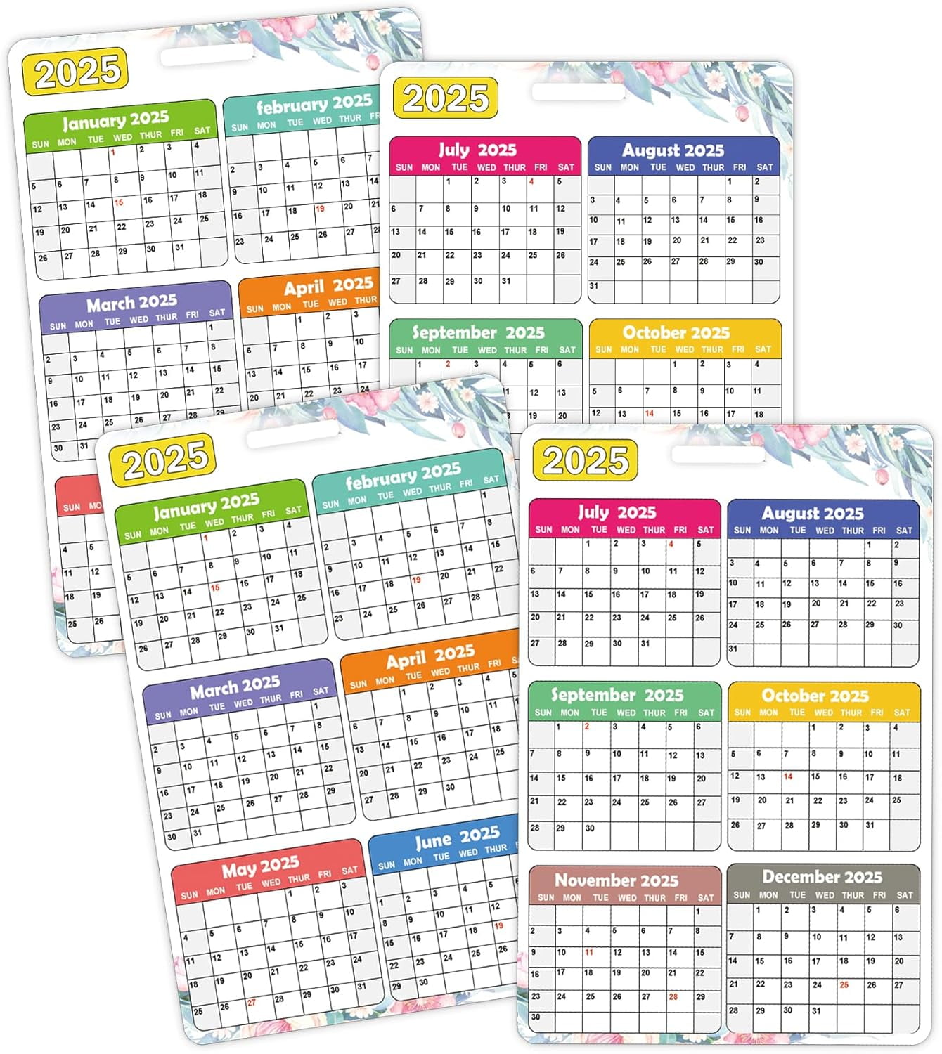 2025 Monthly Calendar Badge Card 3.3x2.2 inch Mini Schedule Calendar ...