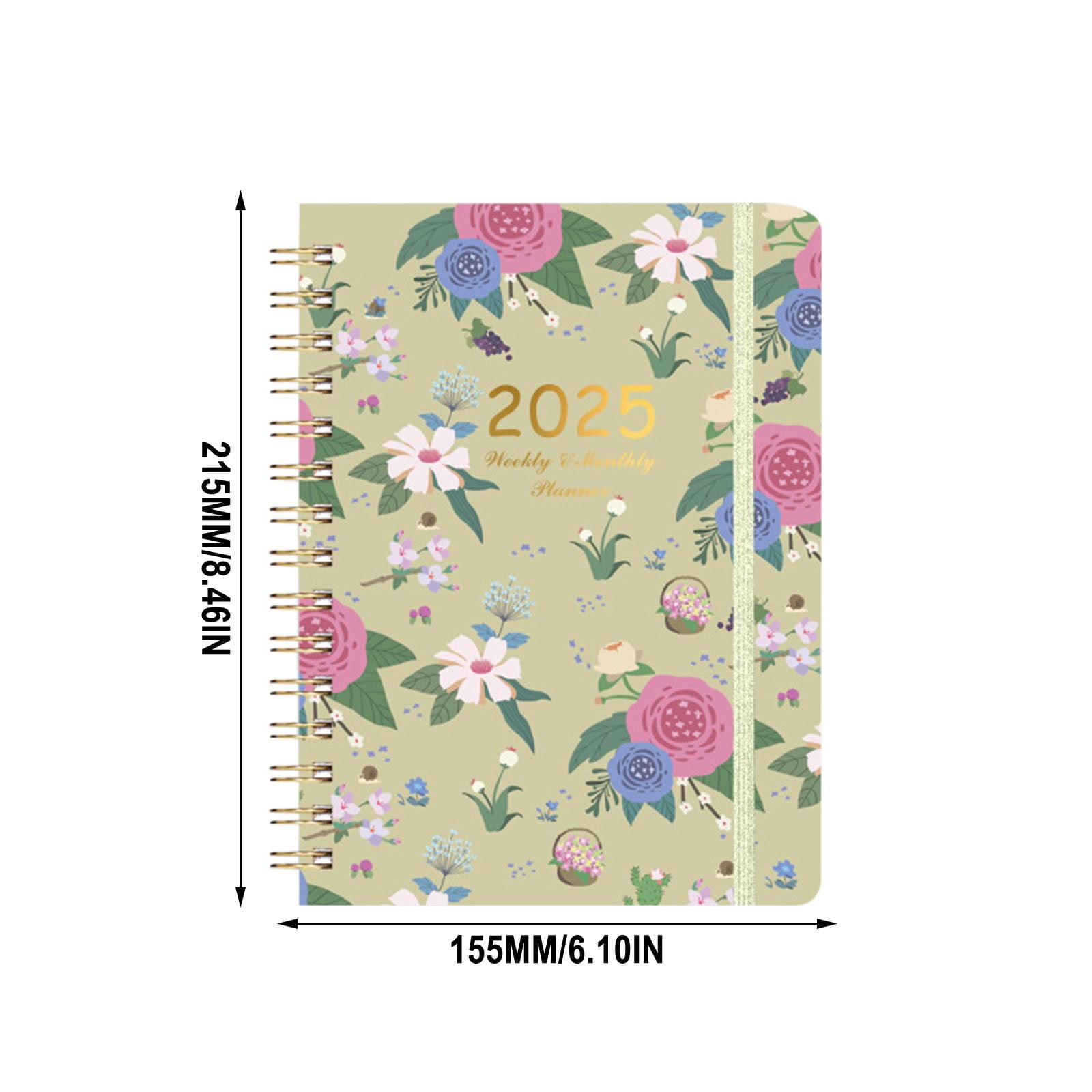 LanSuare 2025 Monthly Plan Book, Flower Design Separator Pages Diary ...