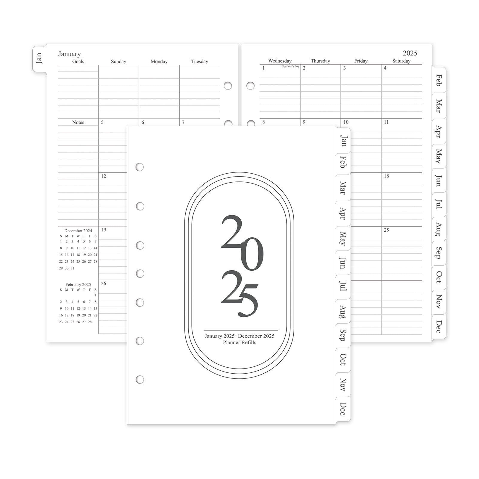 2025 Monthly Planner Refill, Academic Calendars with Monthly Tabs ...