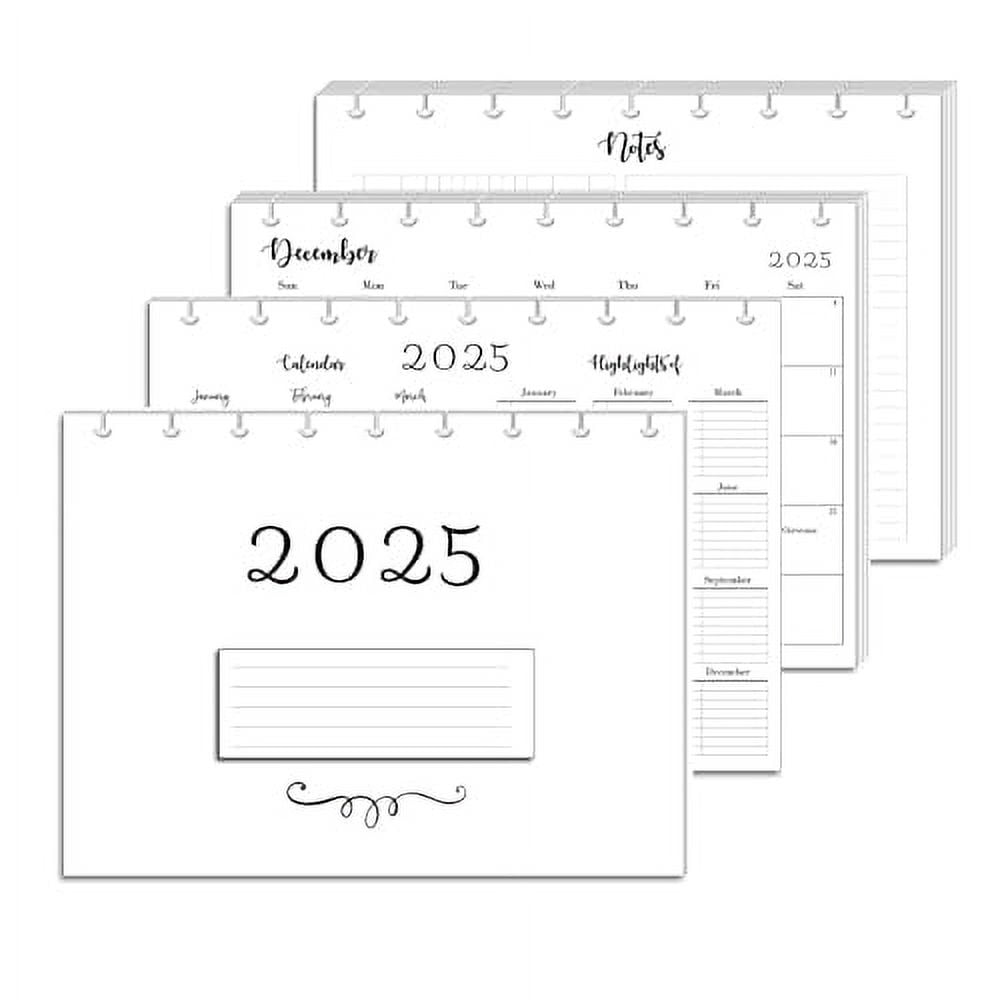 2025 Monthly Refills for 9-Disc Classic Size Planners, Monthly Calendar ...