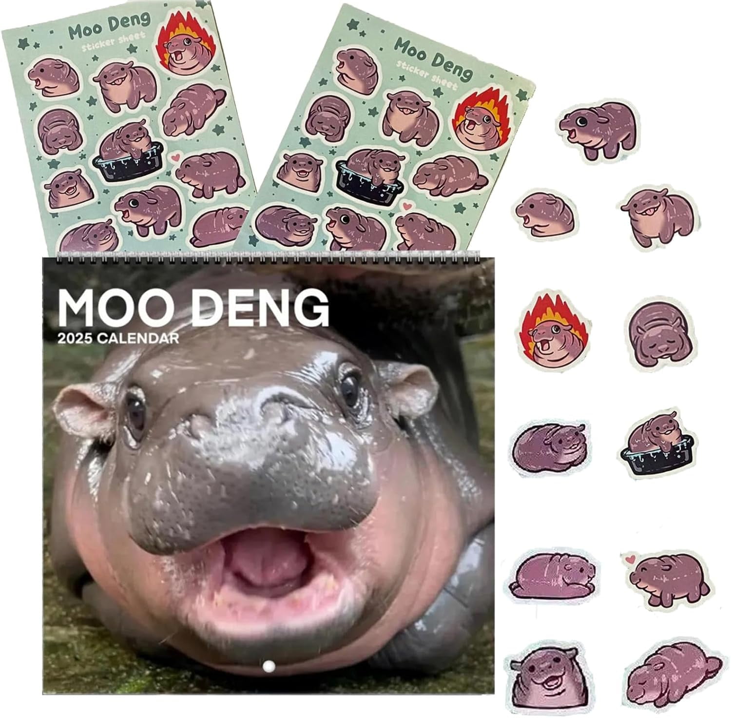 2025 Moo Deng Calendar, 2025 Moo Deng Dwarf Hippo Hangable Monthly ...