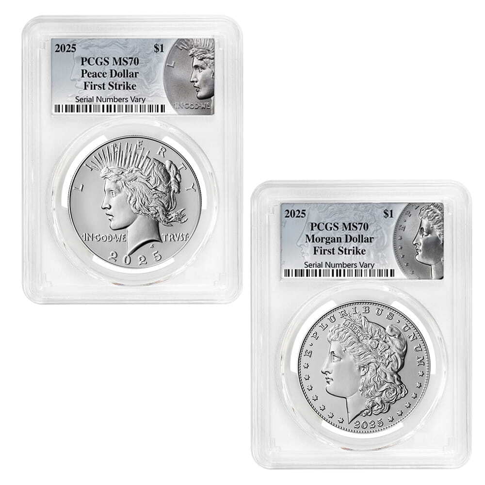 2025 Morgan and Peace Silver Dollar 2-Coin Set PCGS MS 70 FS (Morgan ...