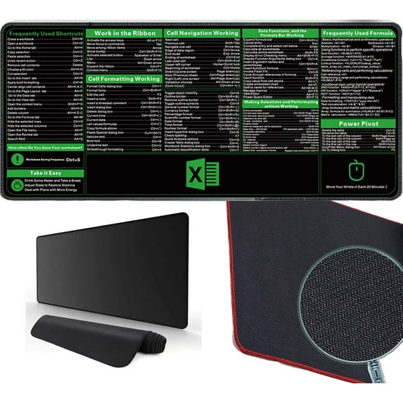 2025 Mouse Pad with Excel Shortcuts Multi-Size Extra-Thick Mouse Pad ...