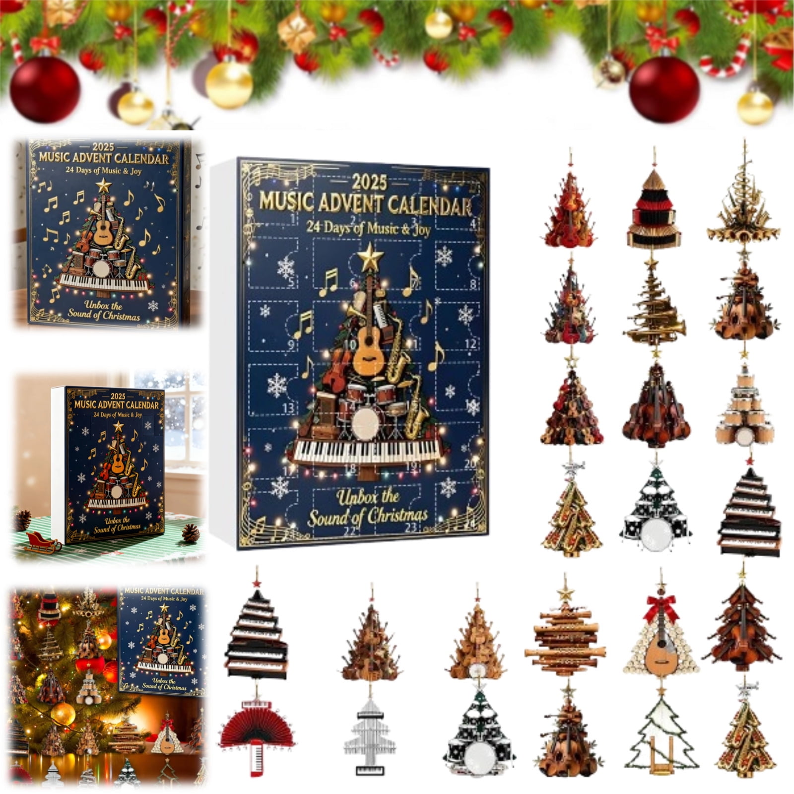 2025 Music Advent Calendar With 24 Days Musical Tree Ornaments,2D Rock ...