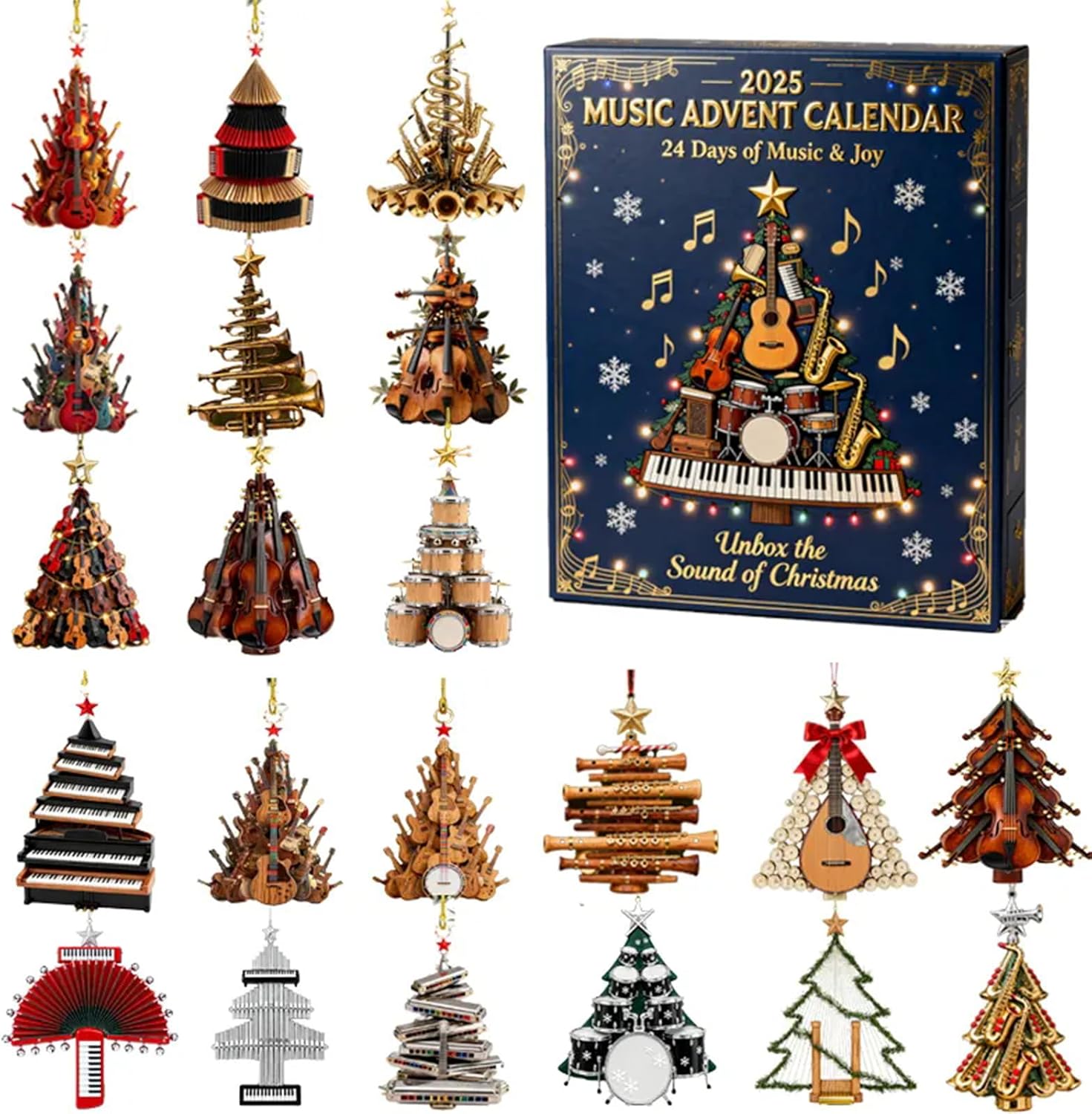 2025 Music & Joy Advent Calendar with 24 Days Musical Tree Ornaments ...