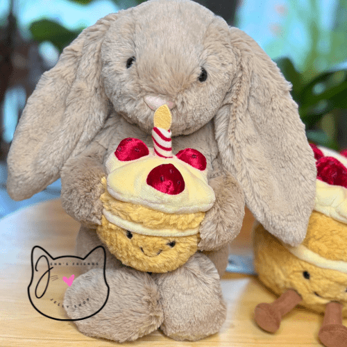2025 NEW Jellycat Bashful Beige Bunny with Birthday Cake Stuffed ...
