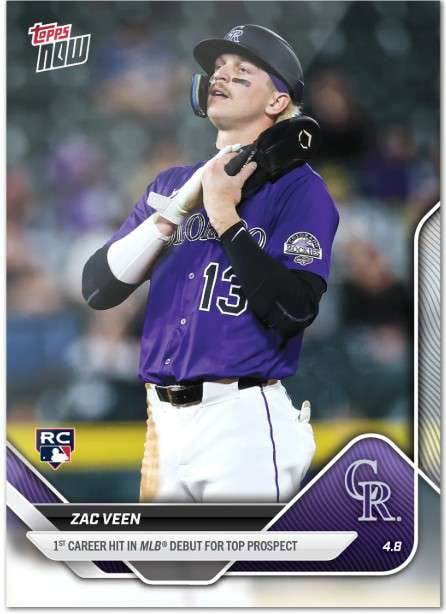 2025 NOW Baseball Zac Veen #52 (Rookie, 1st Career Hit in MLB Debut ...