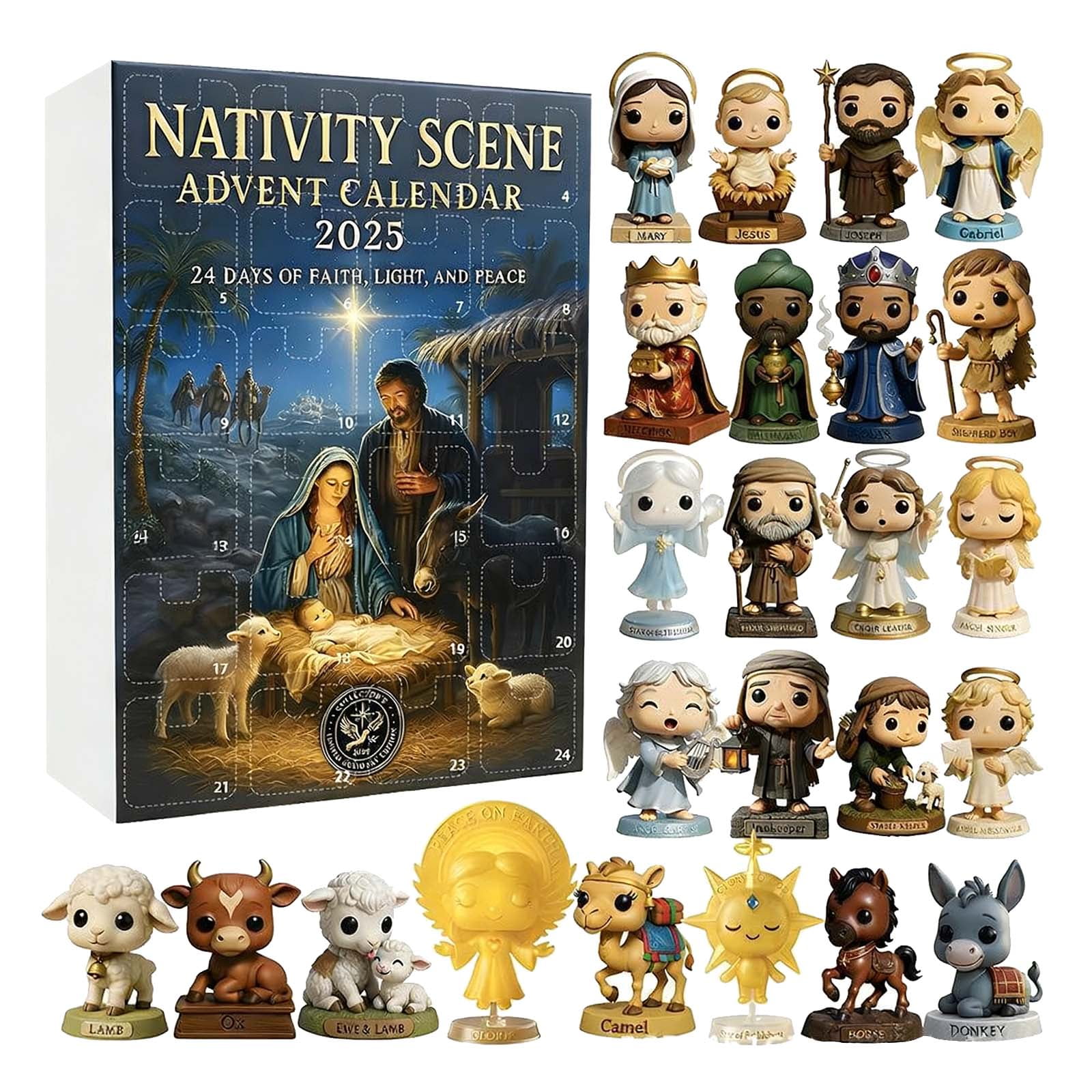 2025 Nativity Scene Advent Calendar: 24 Days Jesus Countdown with ...