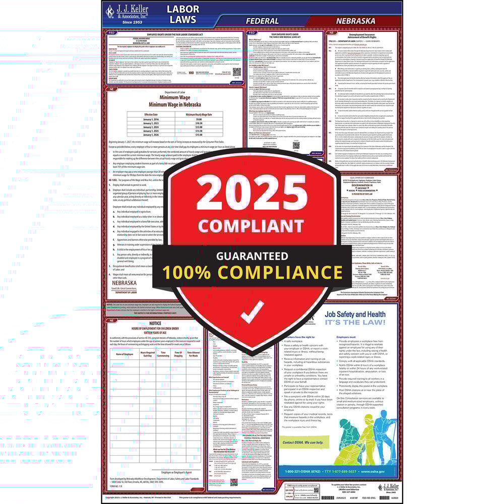 2025 Nebraska Labor Law Poster, All-in-One OSHA Compliant NE State ...