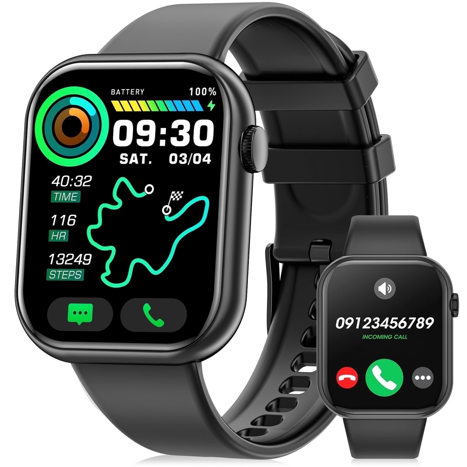 Men's Large Face Android Compatible Smart Watch, Bluetooth, Full Touch ...