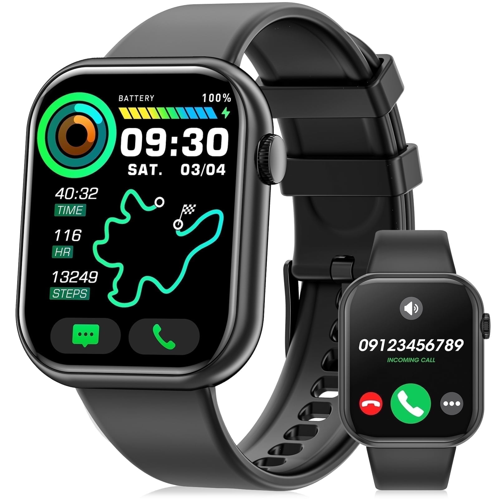 Men's Large Face Android Compatible Smart Watch, Bluetooth, Full Touch ...