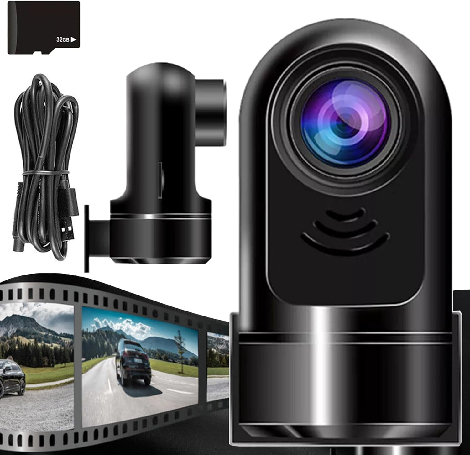 2025 New 1080P HD 360° Rotating Mini ADAS Dashcam, 360° Dash Camera for ...