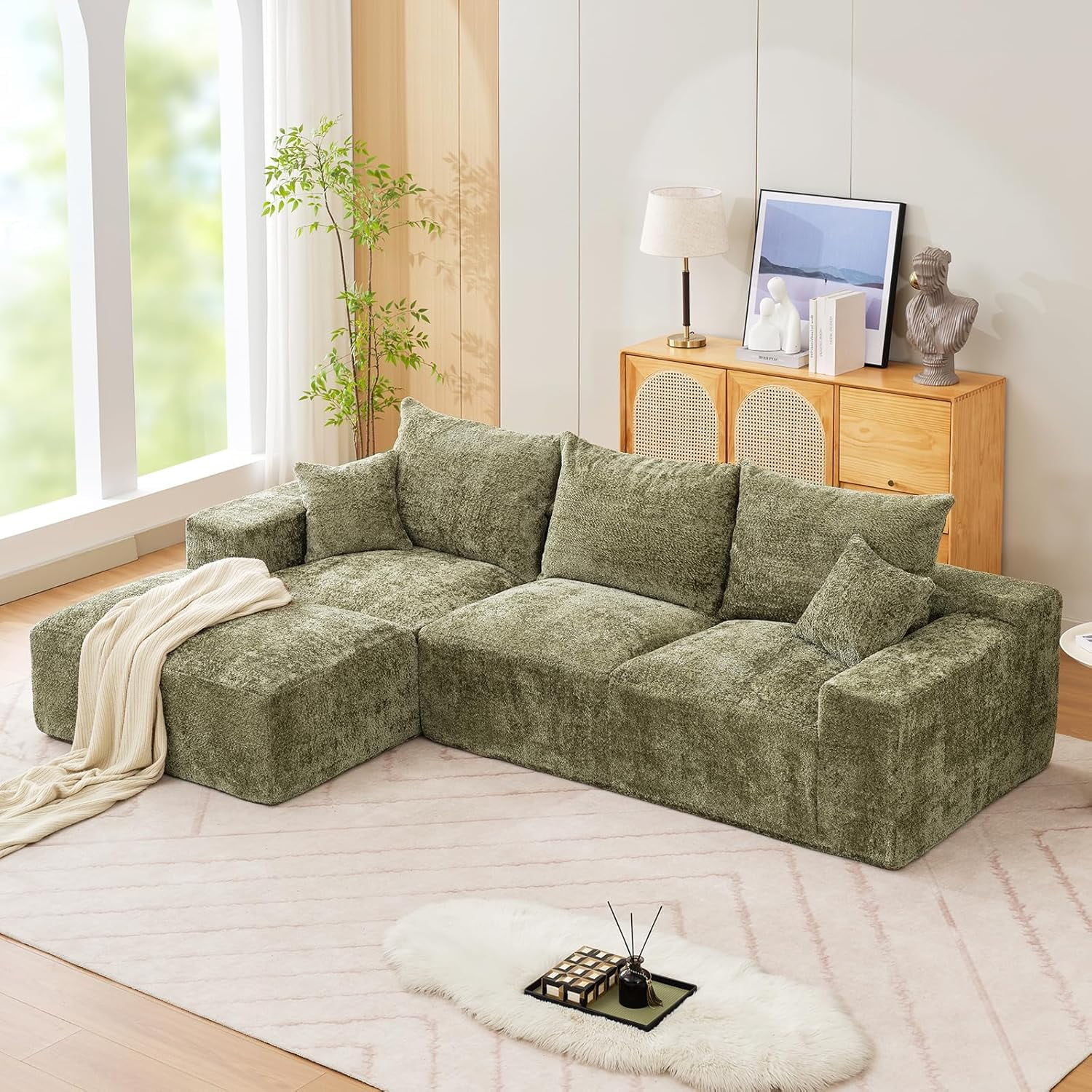 2025 New 110 Inch Modular Sectional Sofa, Chenille Convertible Couch ...