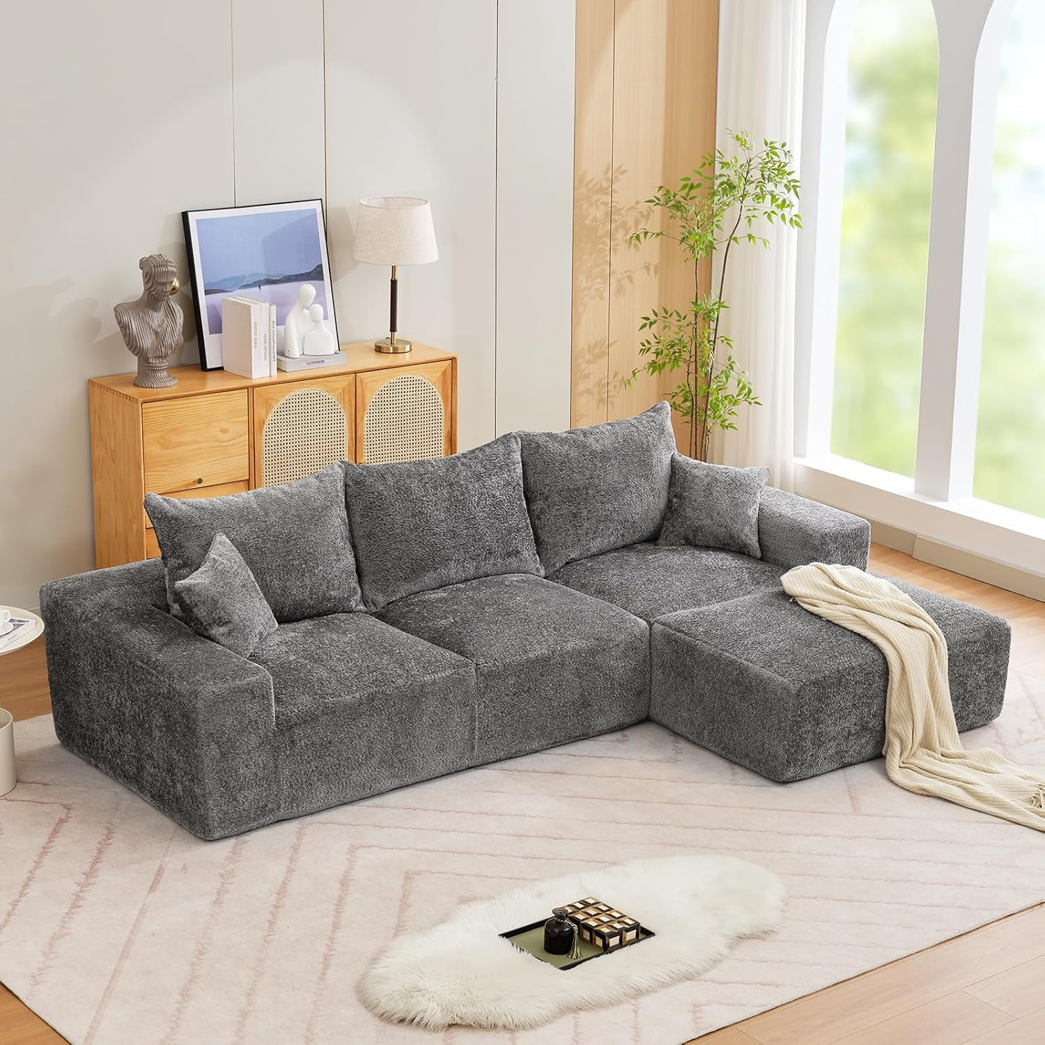 2025 New 110 Inch Modular Sectional Sofa, Chenille Convertible Couch ...