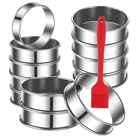 2025 New! 12Pack English Muffin Rings 3.15 Inch Crumpet Stainless Steel ...