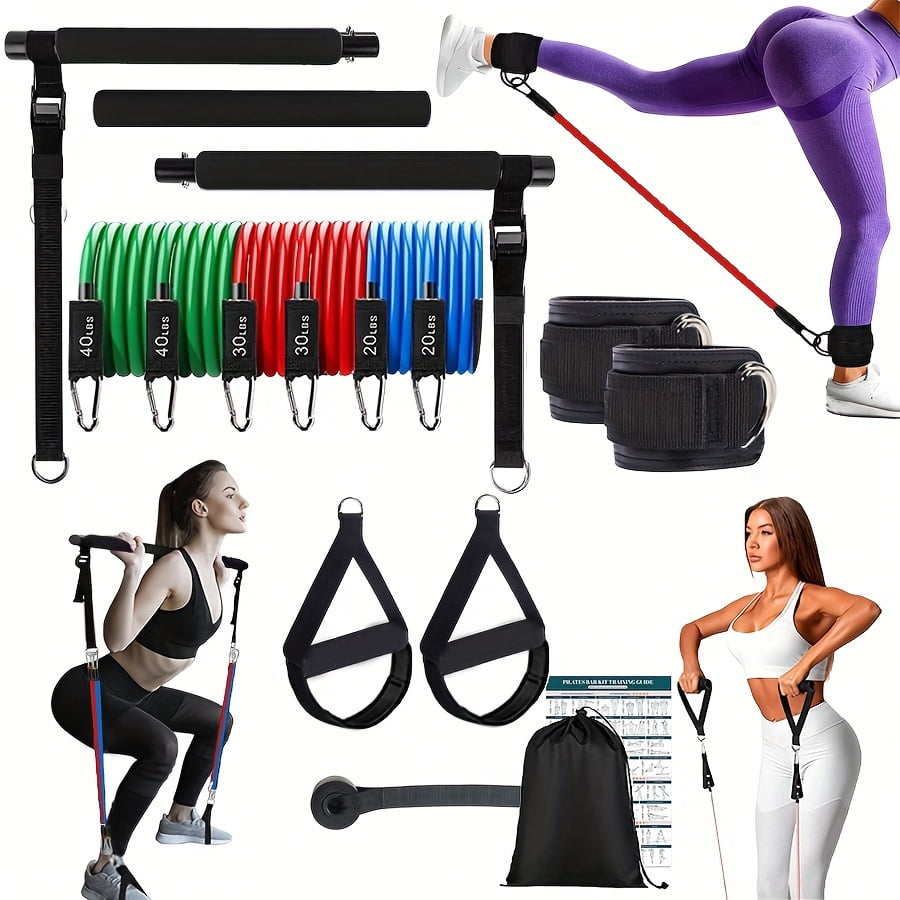 2025 New 14-Piece Hip Trainer Kit - Yoga Pilates Push Pull Rod, Leg ...
