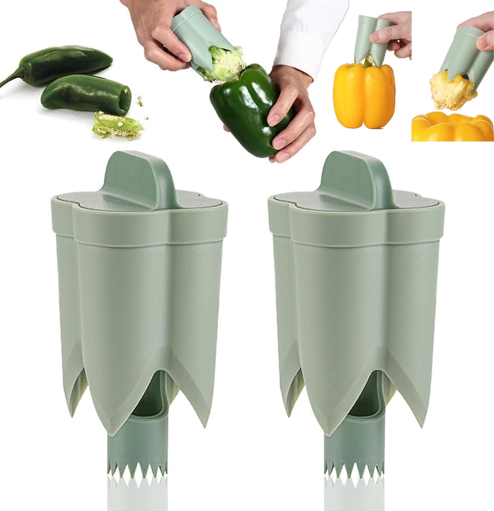 2025 New 2 in 1 Fruit Pepper Corer & Seed Remover Tool - Bell Pepper Corer, Deseeder & Cutter ...