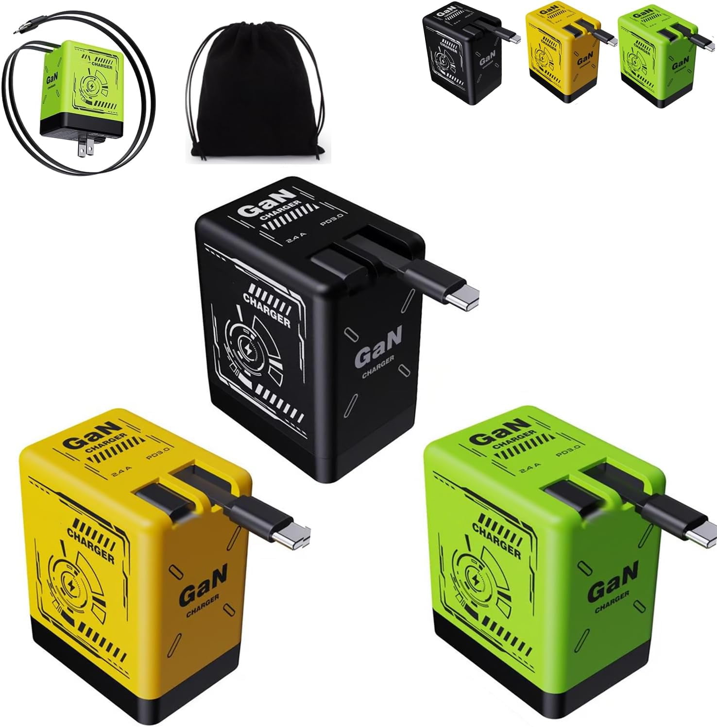 2025 New 2-in-1 GaN 120W Fast Charger with 3-in-1 Cables, 120w GaN ...