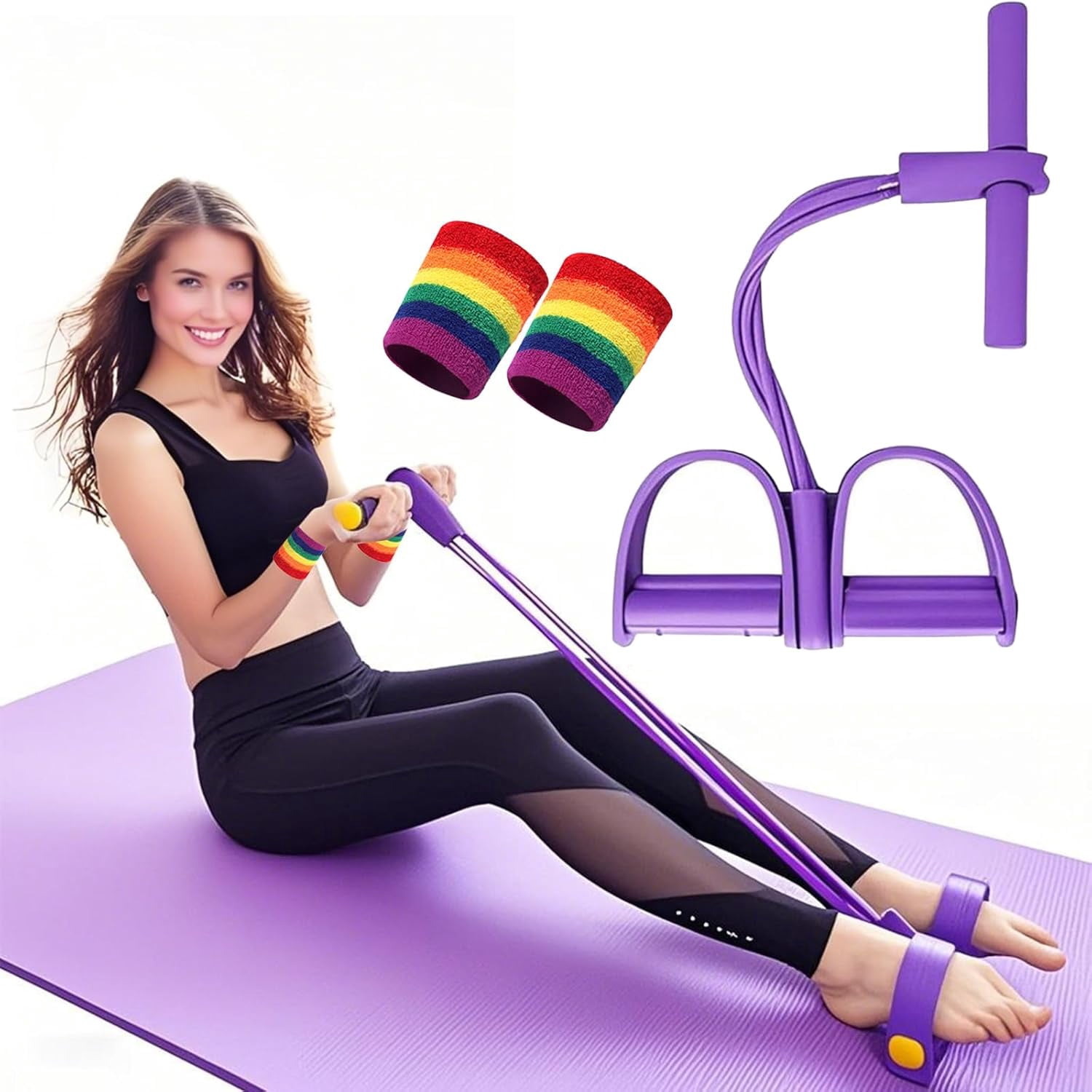 2025 New 21 Fitness Resistance Bands-4 Tube Pedal Ankle Puller, Stretch ...