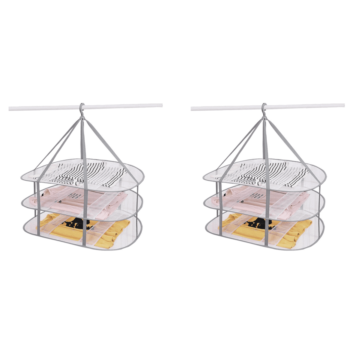 2025 New! 2X 3-Tier Sweater Drying Rack Hanging Clothes Dryer Laundry ...