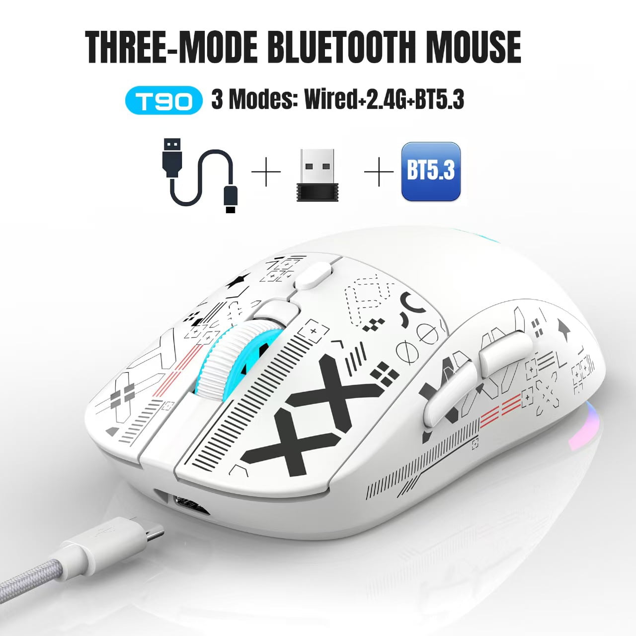 2025 New 3-Mode Wireless Gaming Mouse RGB Macro Ergonomic, 6 ...